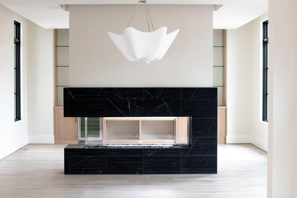Custom Marble Wrap Fireplace - Architessa