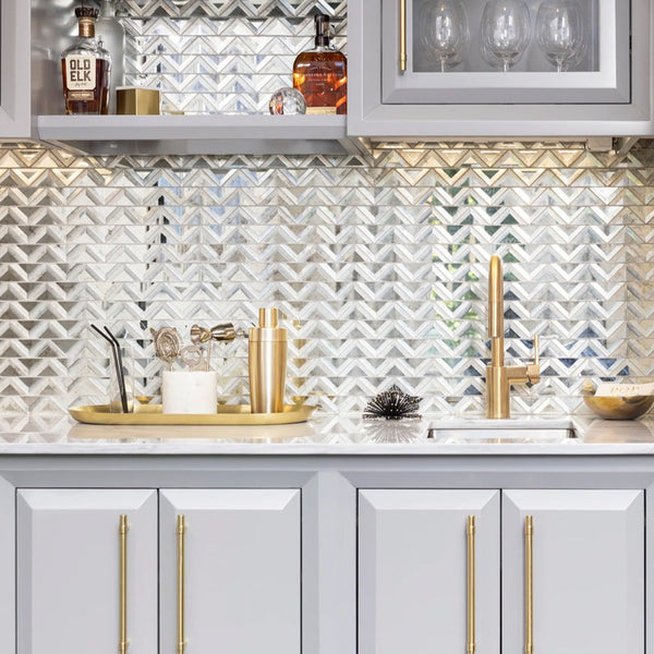 antique mirror backsplash