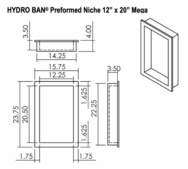 Niches | Hydro Ban Prefabricated Shower Niche - Architessa